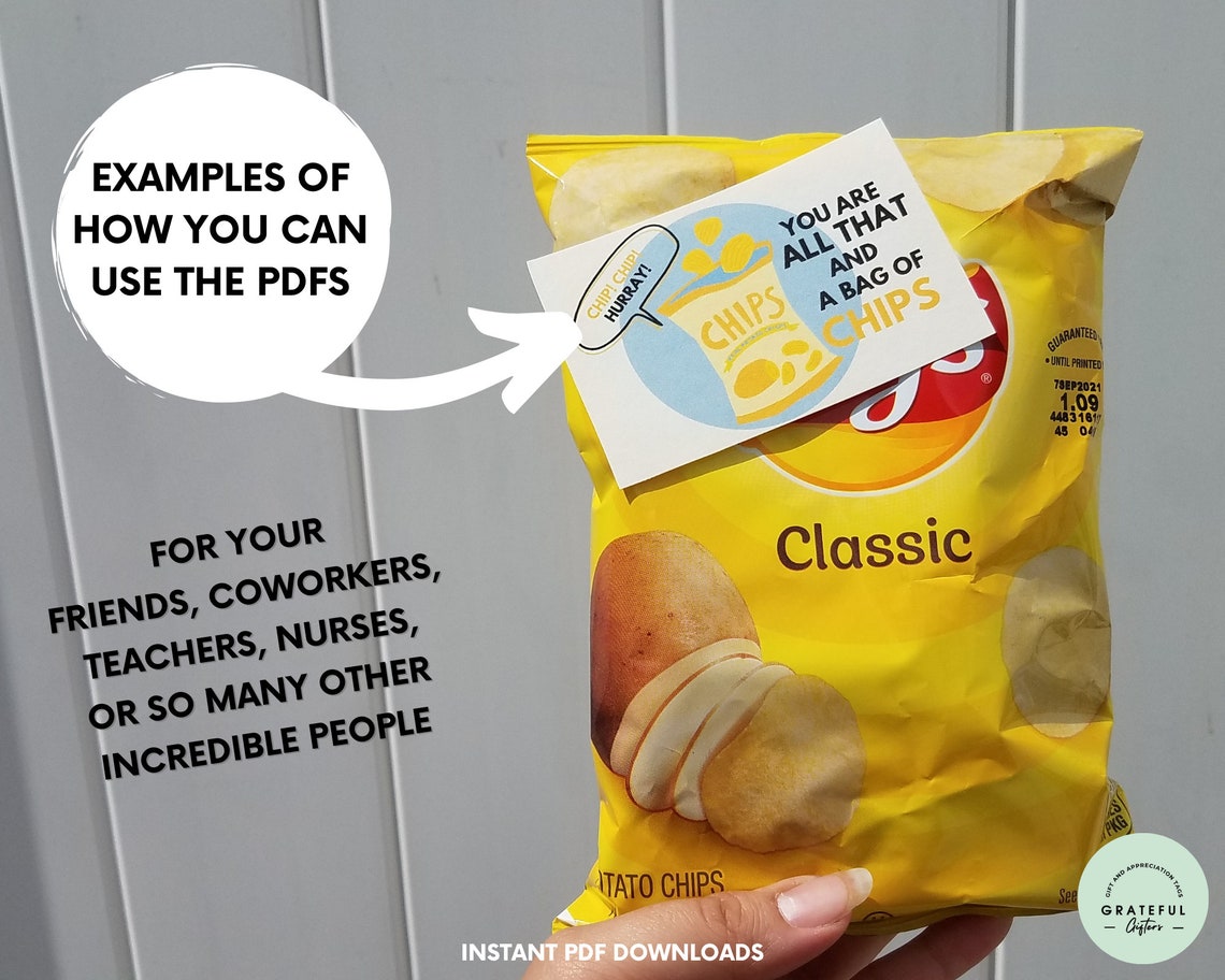 You Are All That and A Bag of Chips Thank You Gift Tags - Etsy