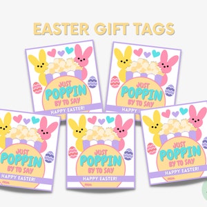 Just POPPIN' BY to Say Happy Easter Popcorn Tags Popcorn Gift Tags ...
