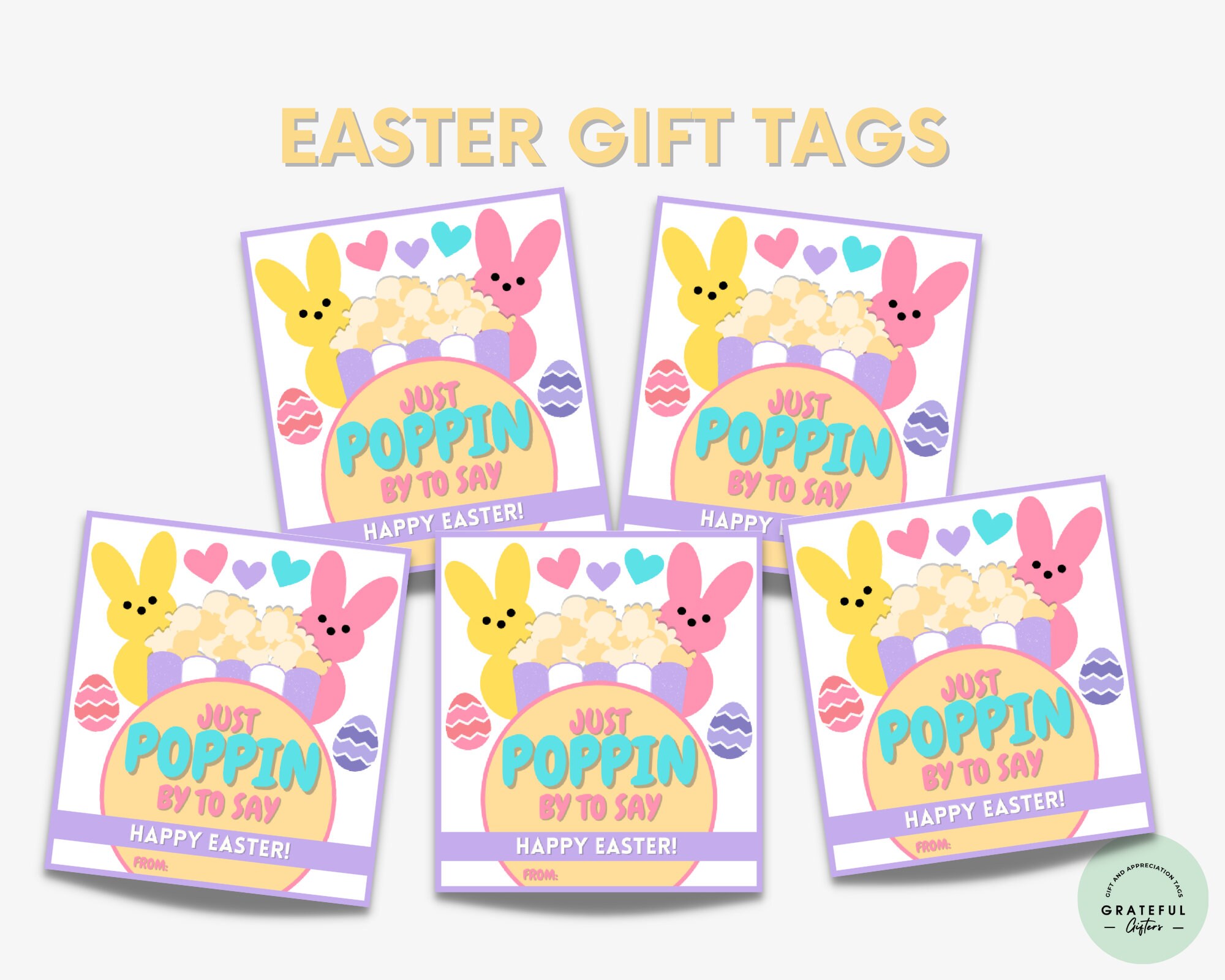 Just POPPIN' BY to Say Happy Easter Popcorn Tags Popcorn Gift Tags ...
