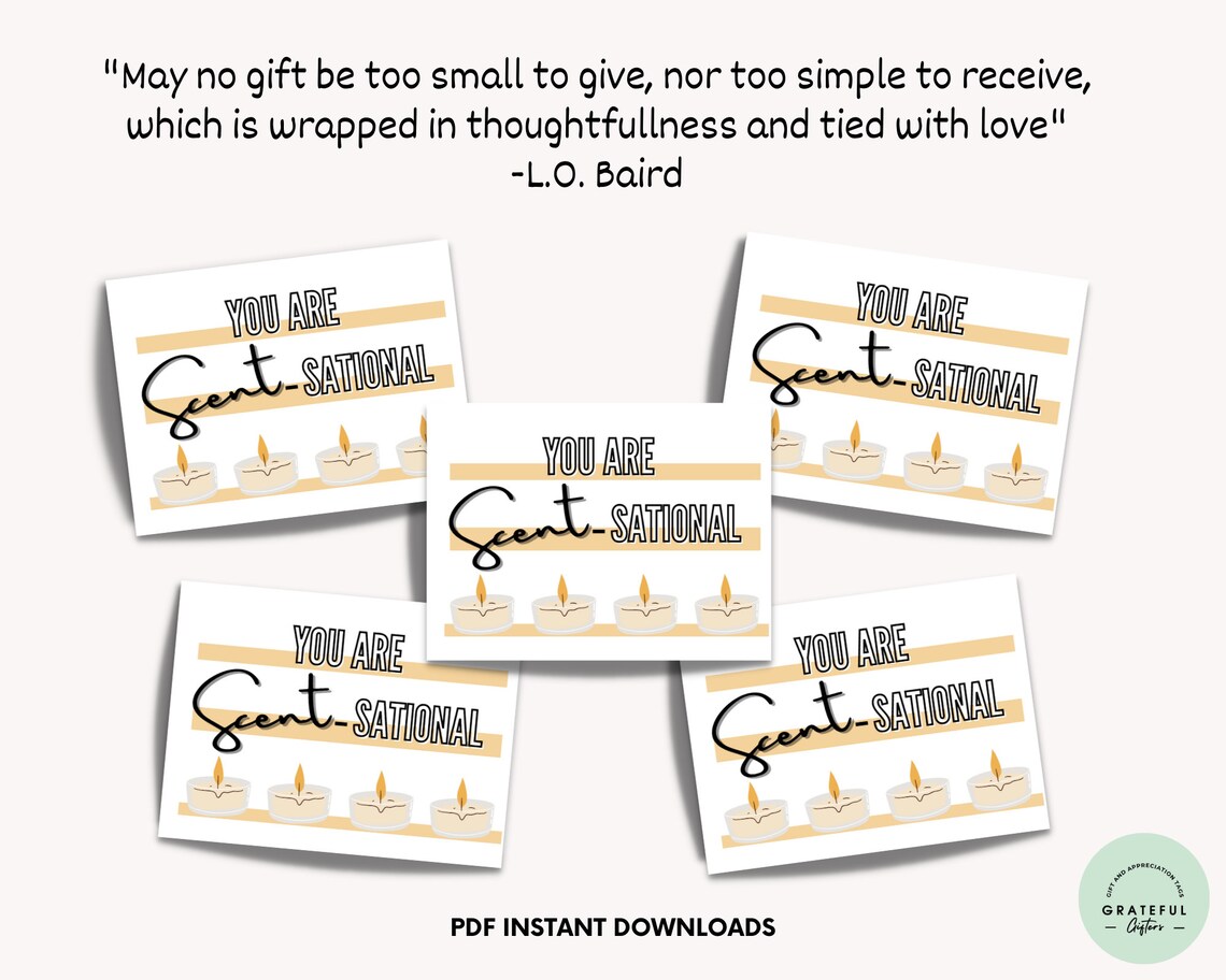 You Are Scent-sational Thank You Gift Tags Candle Gift Appreciation ...