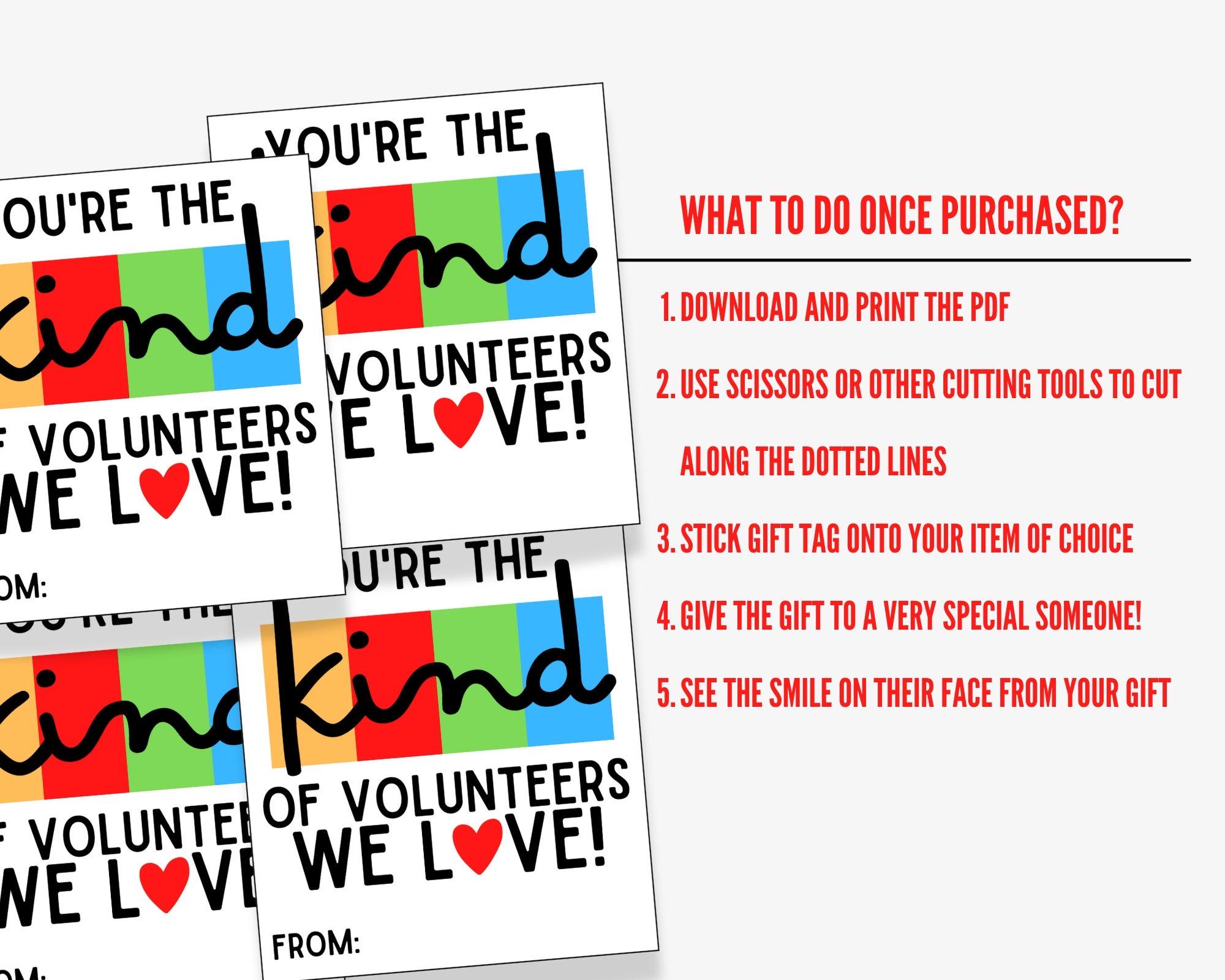 Volunteer Thank You Card Printable – Pair With KIND Bar – Digital ...