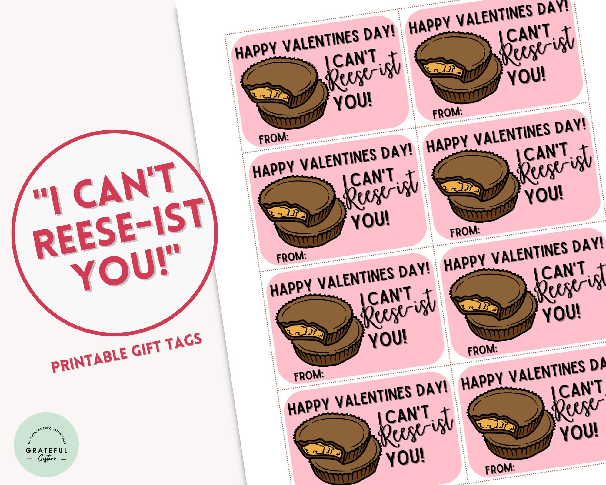I Can't Reese-ist You Valentine's Day Gift for Her Candy Valentines Day ...