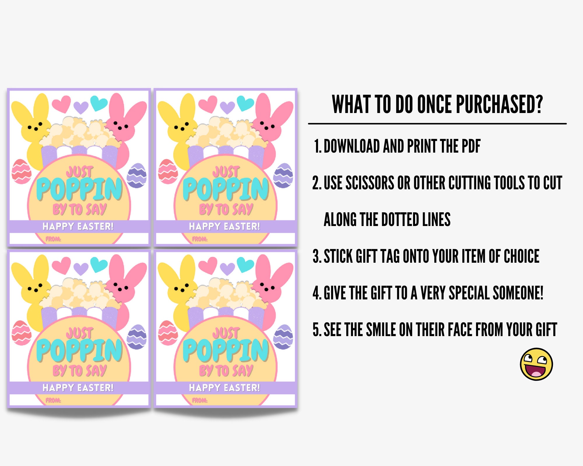 Just POPPIN' BY to Say Happy Easter Popcorn Tags Popcorn Gift Tags ...