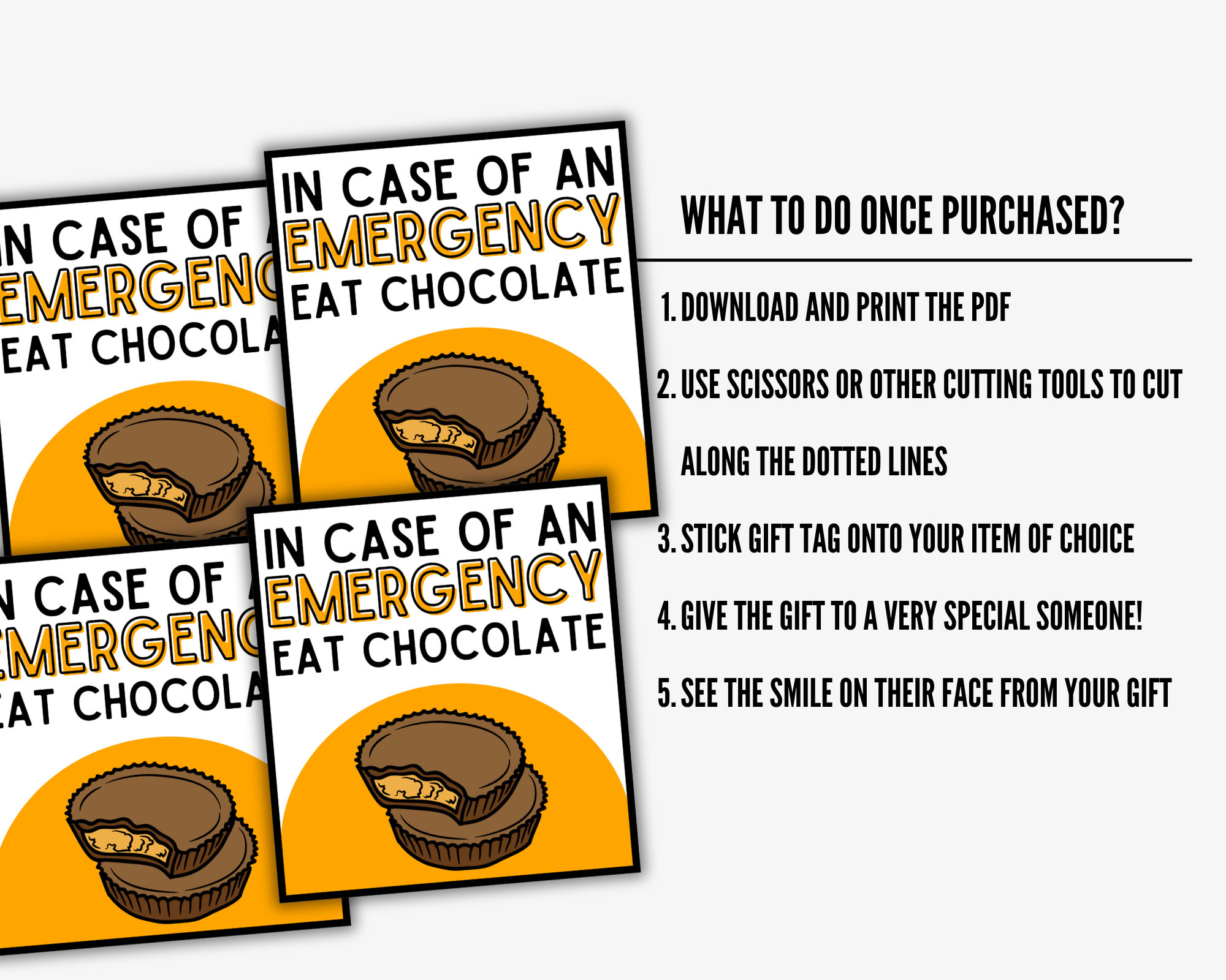 In Case of an Emergency Eat Chocolate Gift Tags for Chocolate Lovers ...