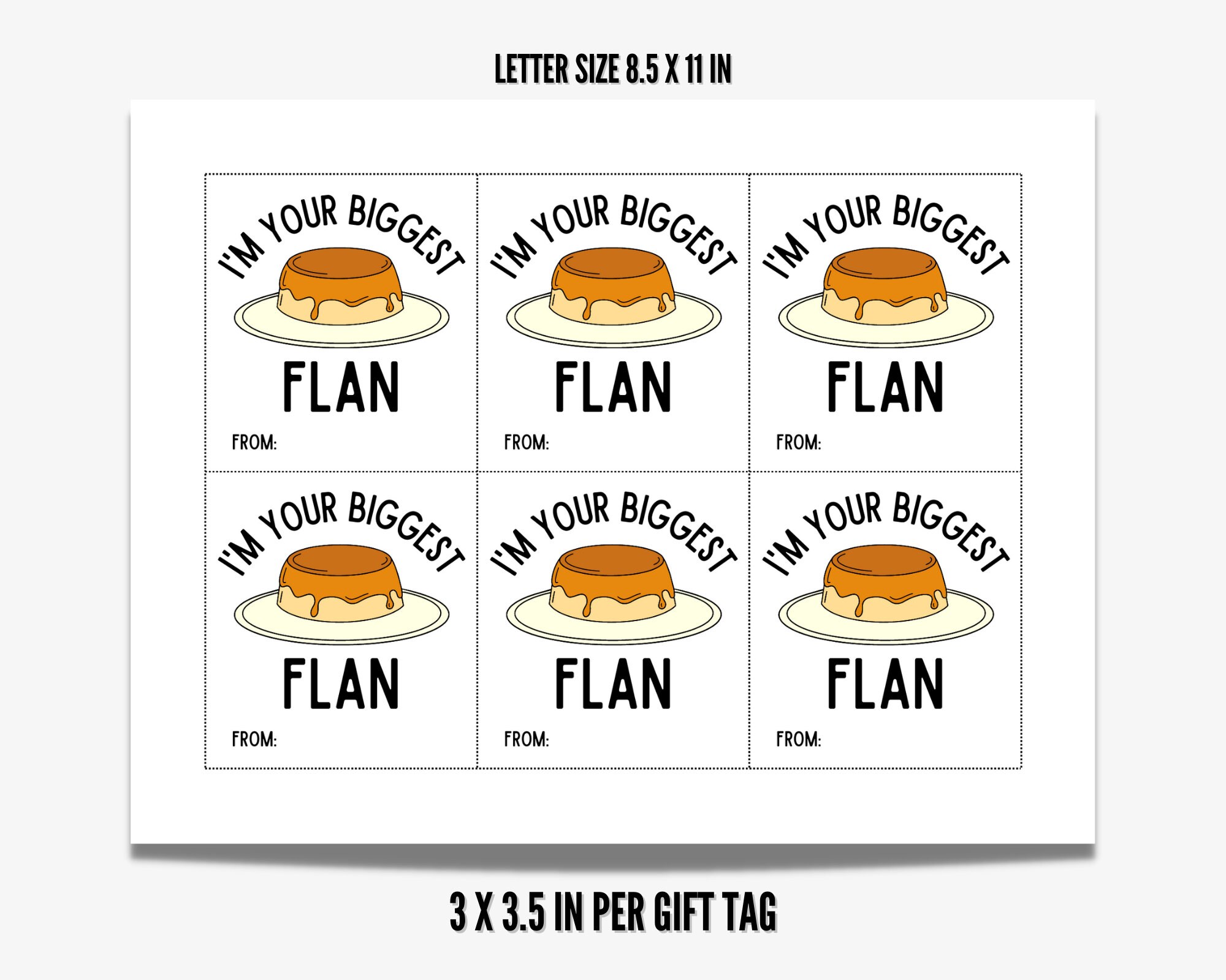 PRINTABLE I'm Your Biggest Flan Funny Gift Tags Appreciation Gifts for ...
