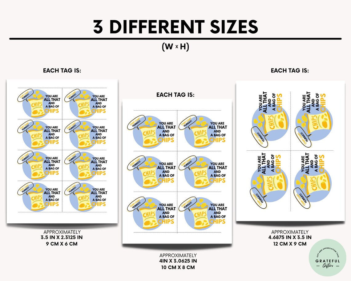 You Are All That and A Bag of Chips Thank You Gift Tags - Etsy