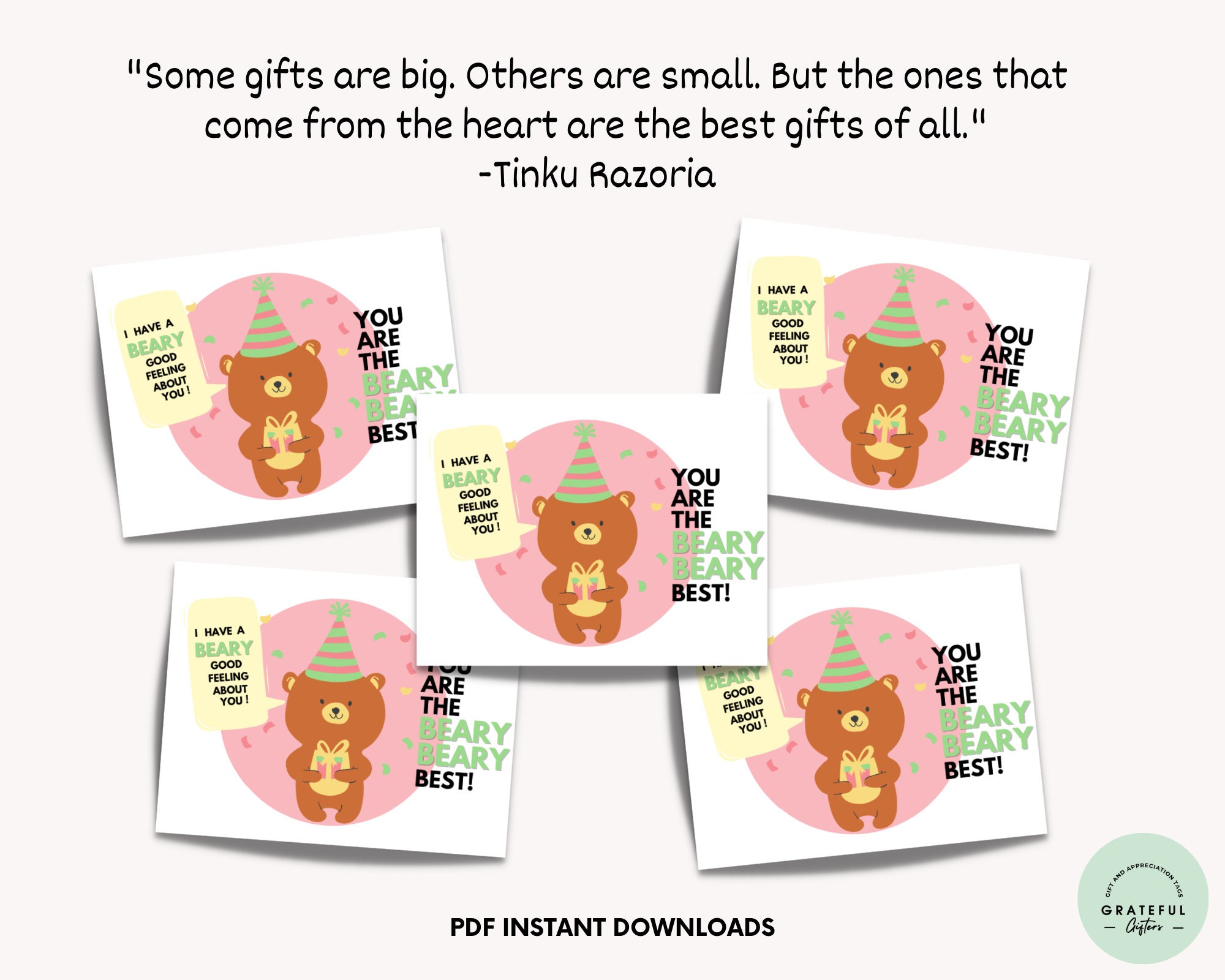 You Are the Beary Beary Best Gift Tags Gummy Bear Gift Tags for ...