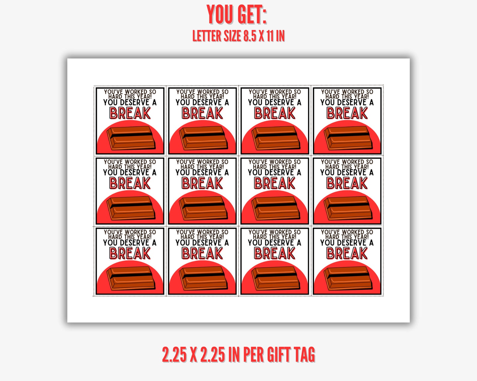 You've Worked Hard This Year You Deserve A Break Thank You Gift Tags ...