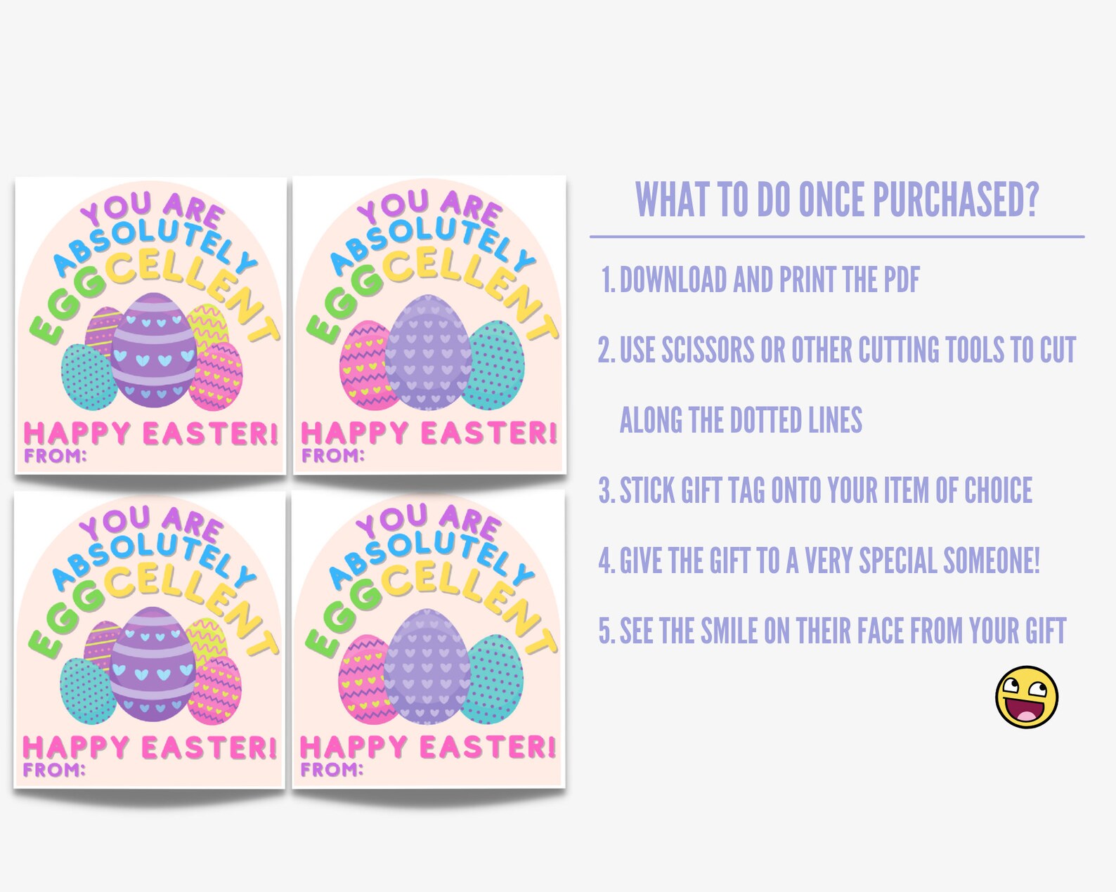 PRINTABLE You Are Absolutely Eggcellent Easter Egg Tags Easter Tags ...