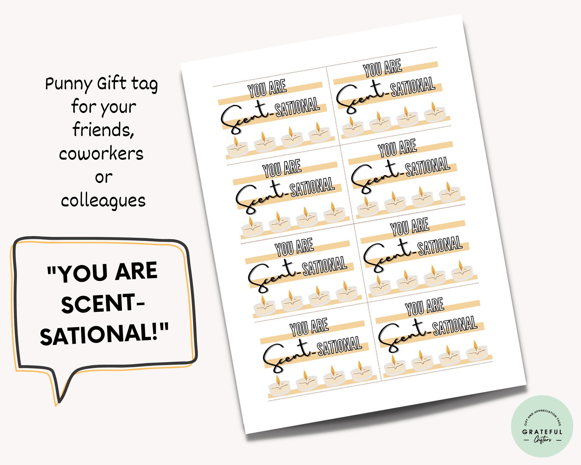 You Are Scent-sational Thank You Gift Tags Candle Gift Appreciation ...