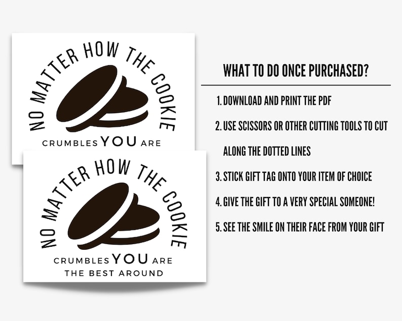 Thank You Gift Tags No Matter How the Cookie Crumbles You Are - Etsy