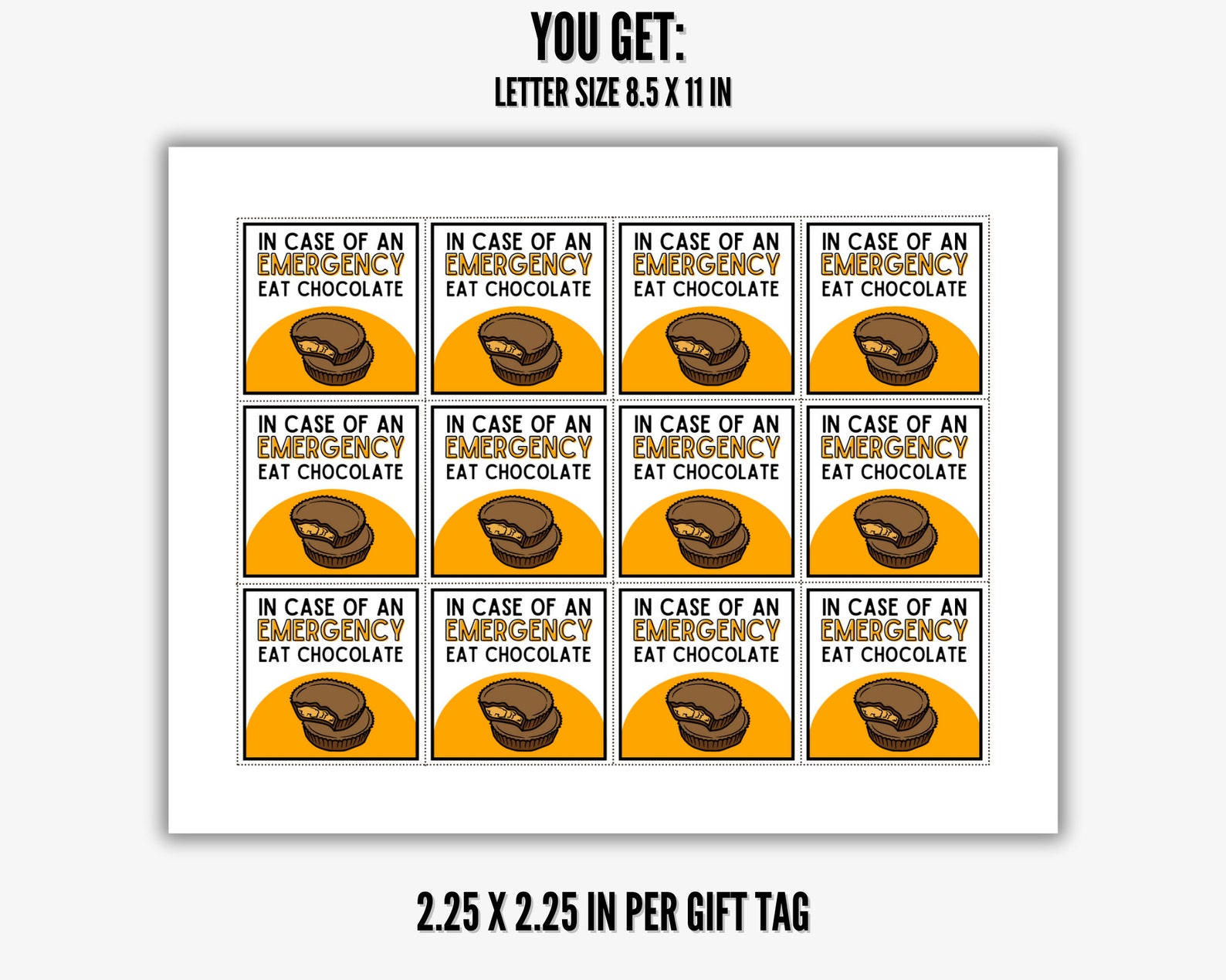 In Case of an Emergency Eat Chocolate Gift Tags for Chocolate Lovers ...