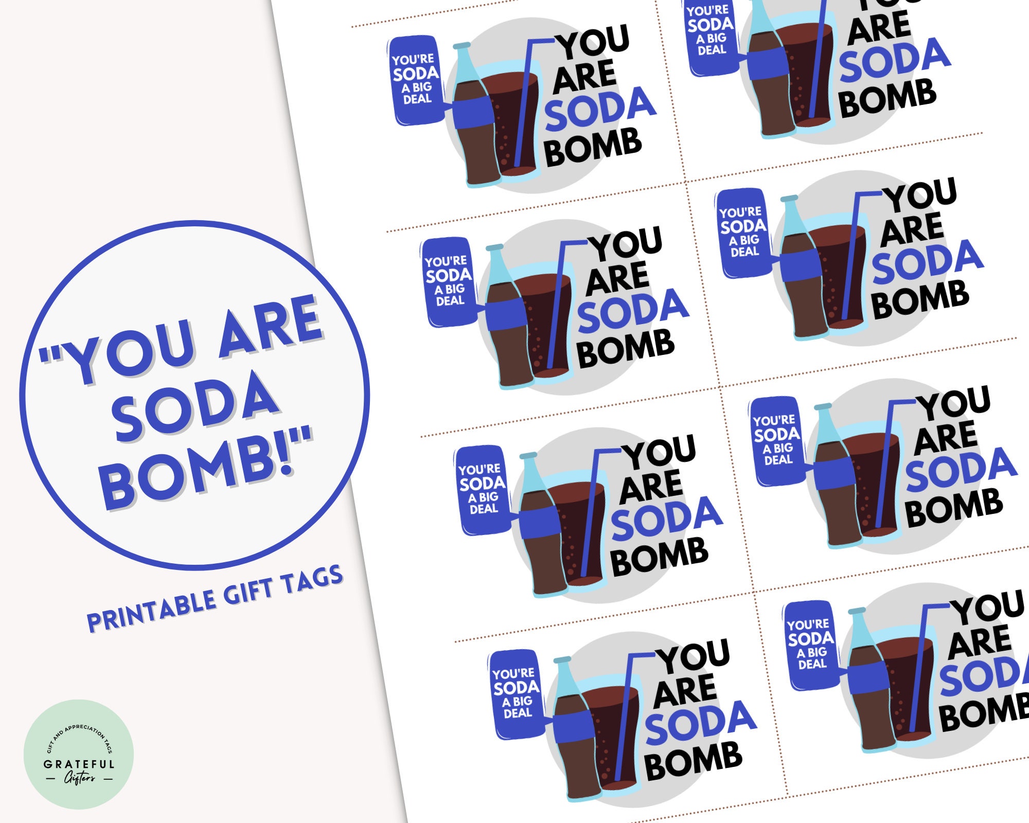 You Are Soda Bomb Thank You Gift Tags Appreciation for Teacher Staff ...