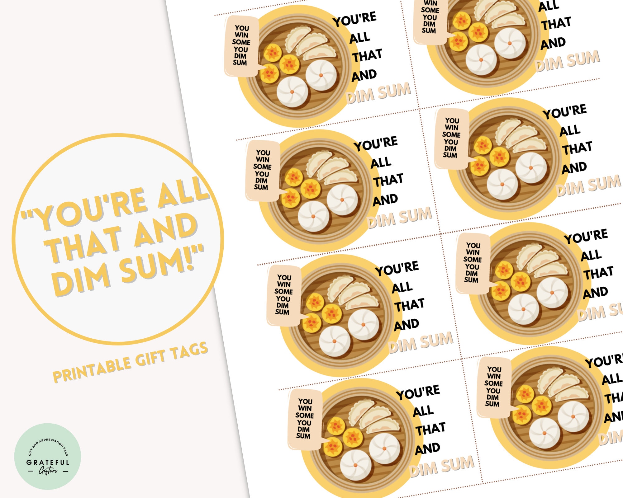 You're All That and Dim Sum Gift Tags Asian Food Gift Dim Sum Tags ...