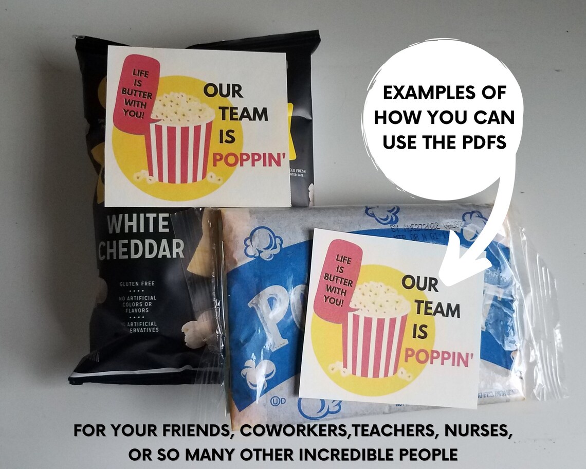 PRINTABLE Our Team is Poppin Gift Tags Popcorn Appreciation for ...