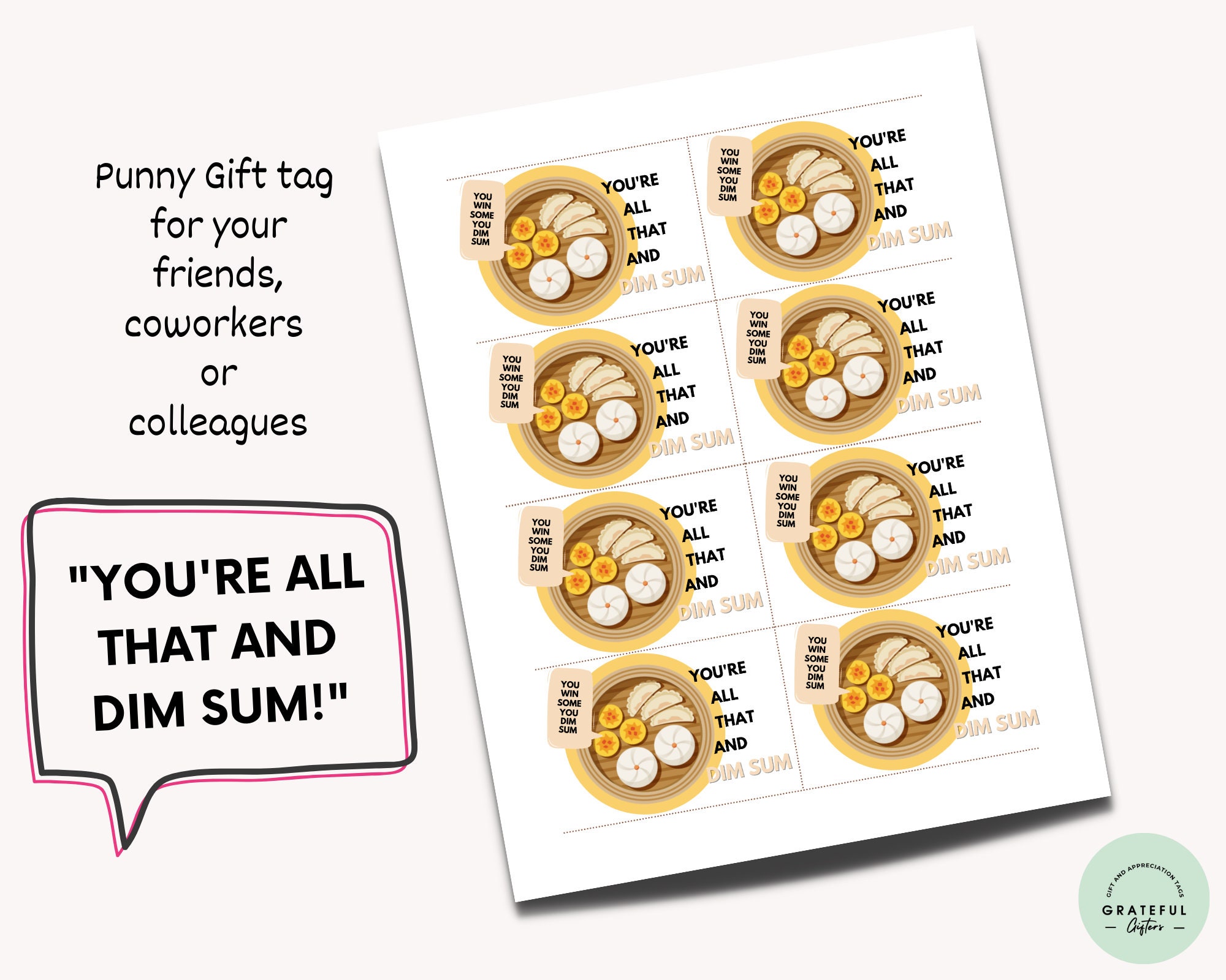 You're All That and Dim Sum Gift Tags Asian Food Gift Dim Sum Tags ...