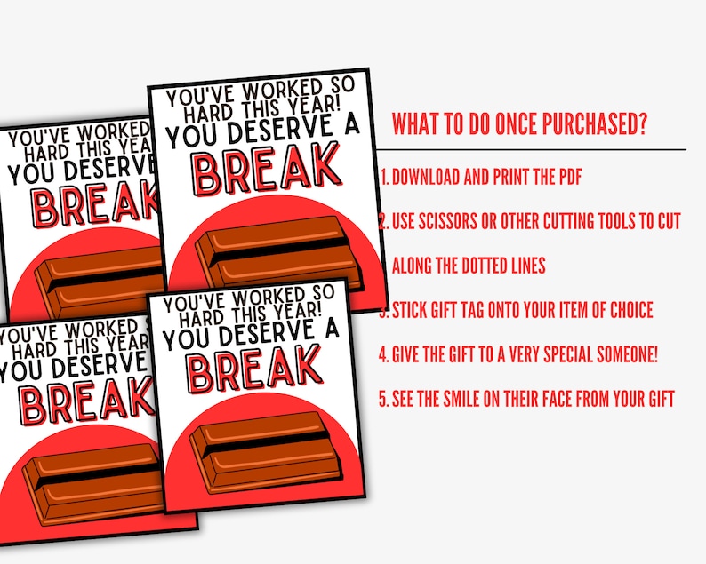 You've Worked Hard This Year You Deserve A Break Thank You Gift Tags ...