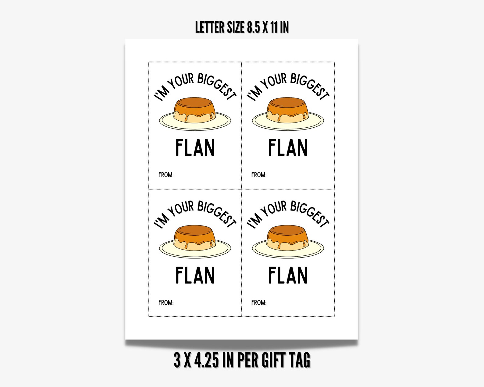 PRINTABLE I'm Your Biggest Flan Funny Gift Tags Appreciation Gifts for ...