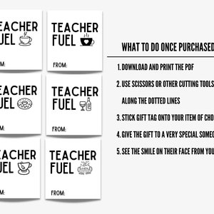 Teacher Fuel Gift Tags Appreciation for Teachers Gift Tag Teacher Gift ...