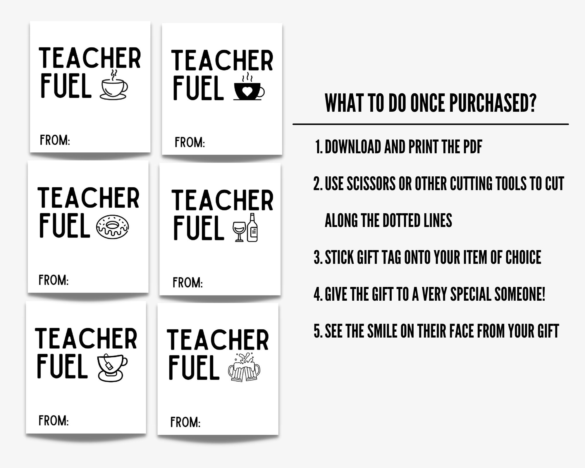 Teacher Fuel Gift Tags Appreciation for Teachers Gift Tag Teacher Gift ...