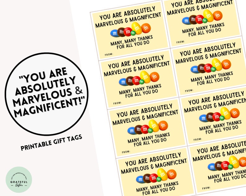 PRINTABLE You Are Absolutely Marvelous and Magnificent!, Candy Gift ...