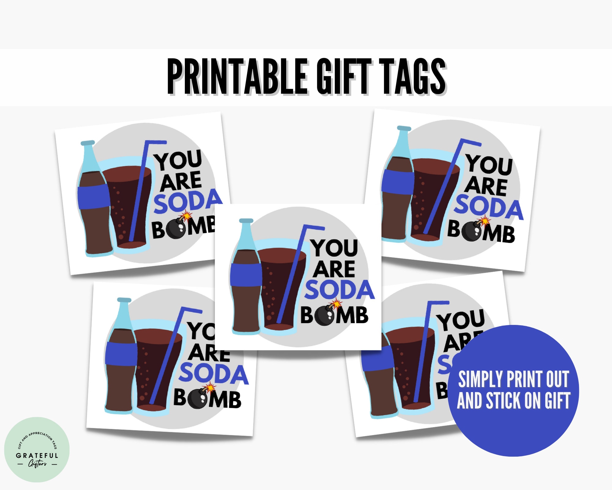 PRINTABLE You Are Soda Bomb Soda Gift Tags Co-worker Gift Simple Thank ...