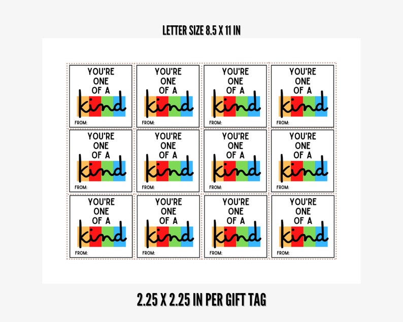 PRINTABLE You're One of A Kind - Thank You Gift Tags | Teacher ...