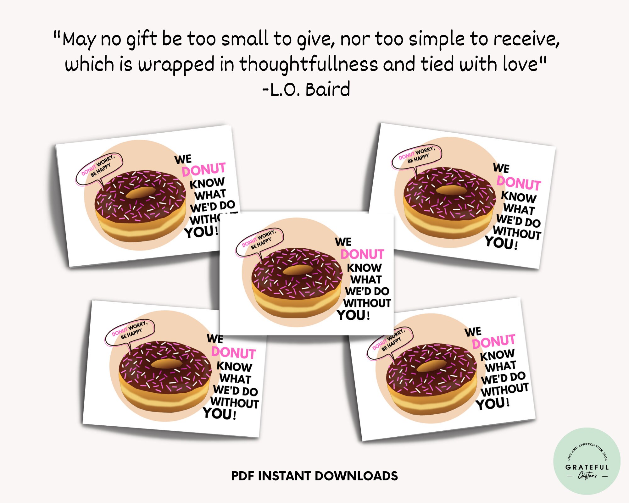 We Donut Know What We'd Do Without You Thank You Gift Tags Donut ...