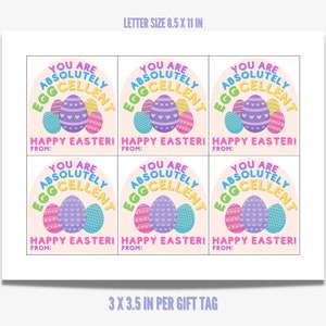 PRINTABLE You Are Absolutely Eggcellent Easter Egg Tags Easter Tags ...