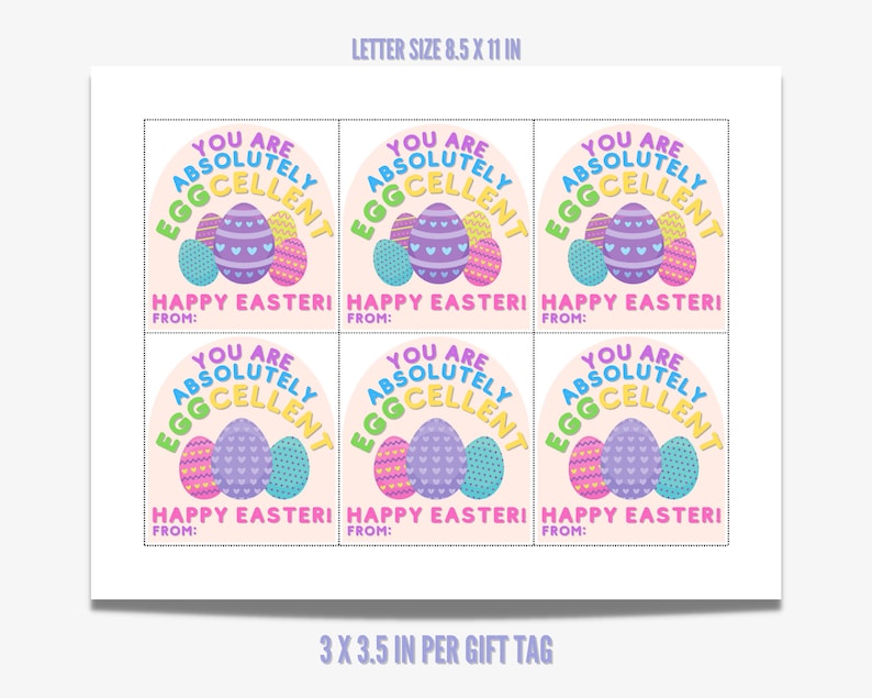 PRINTABLE You Are Absolutely Eggcellent Easter Egg Tags Easter Tags ...