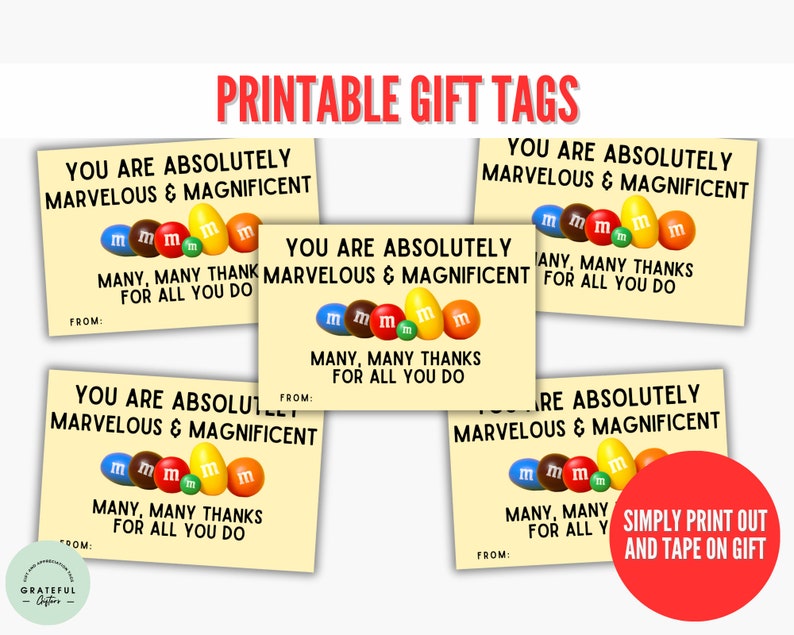 PRINTABLE You Are Absolutely Marvelous and Magnificent!, Candy Gift ...
