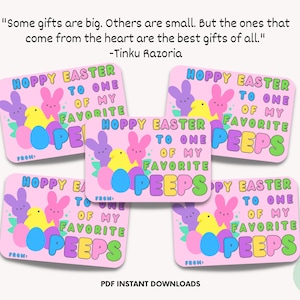 Easter Gift Tag, Hoppy Easter to One of My Favorite Peeps, Easter Gift ...
