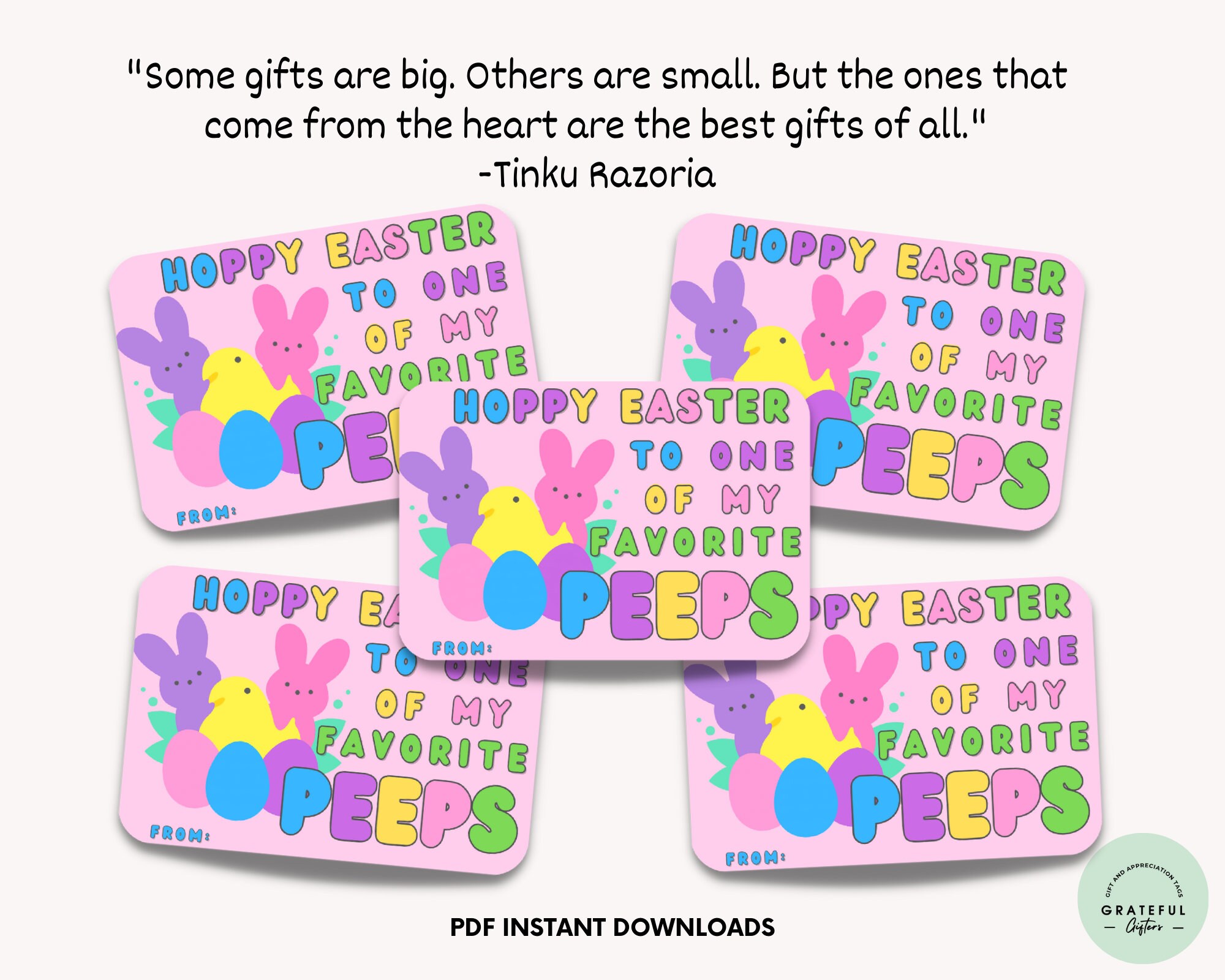 Easter Gift Tag, Hoppy Easter to One of My Favorite Peeps, Easter Gift ...