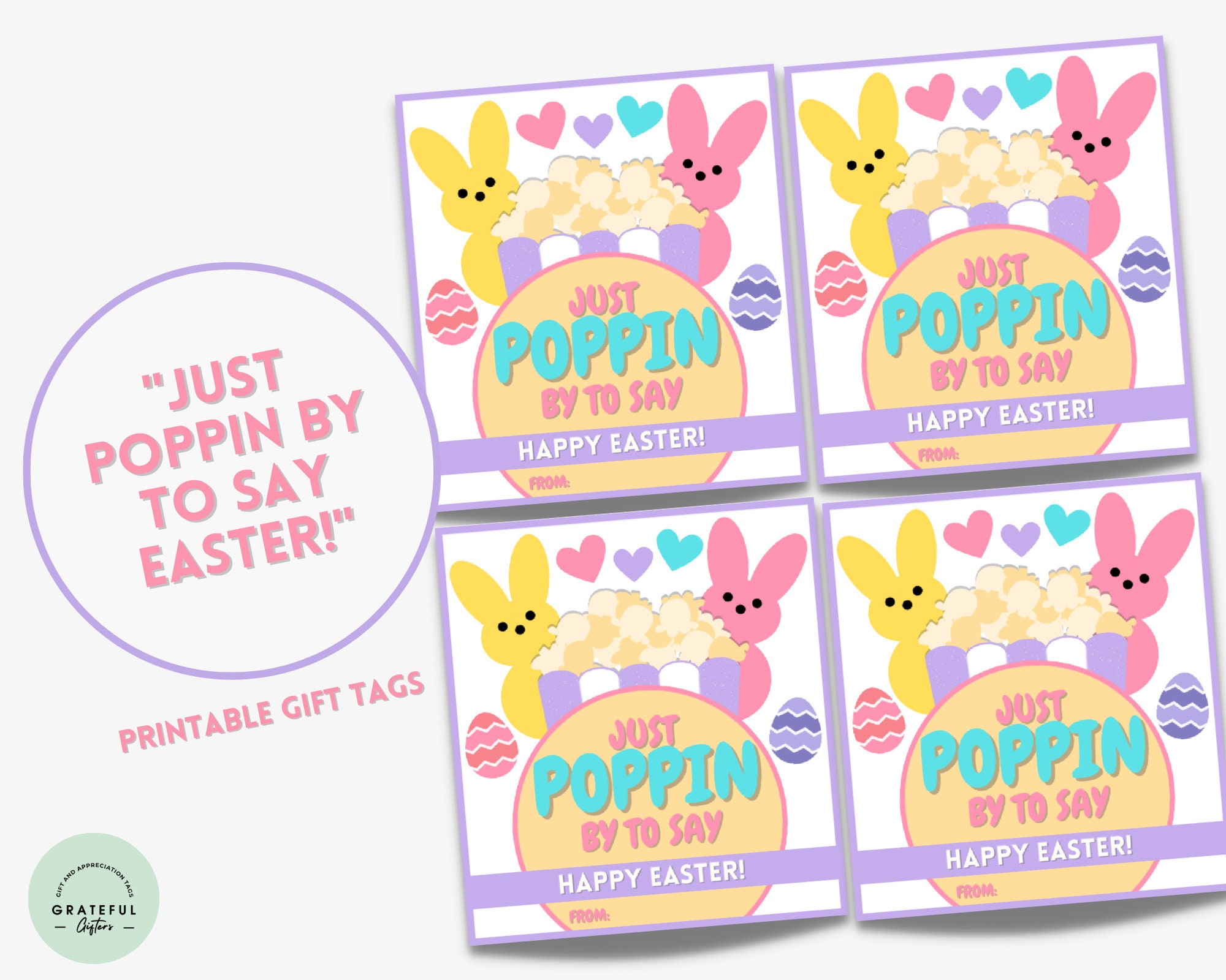 Just POPPIN' BY to Say Happy Easter Popcorn Tags Popcorn Gift Tags ...