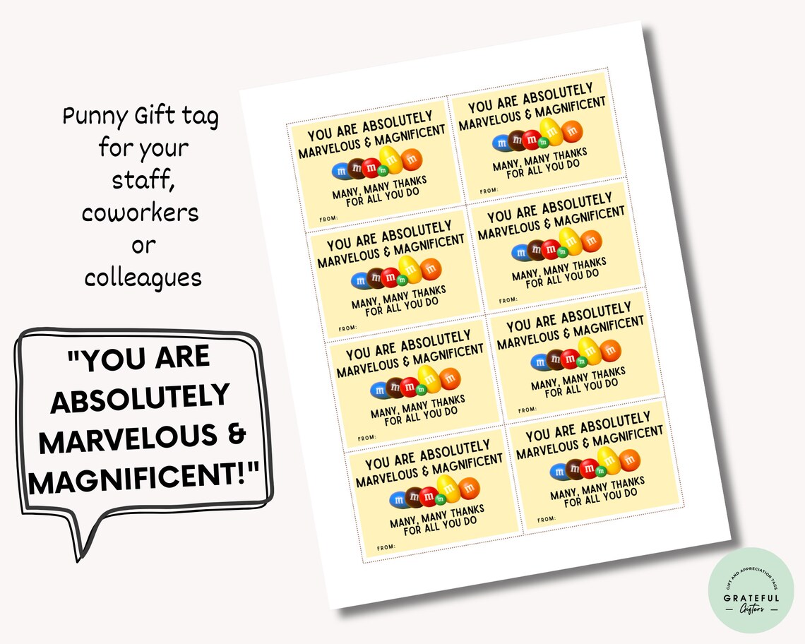 PRINTABLE You Are Absolutely Marvelous and Magnificent!, Candy Gift ...
