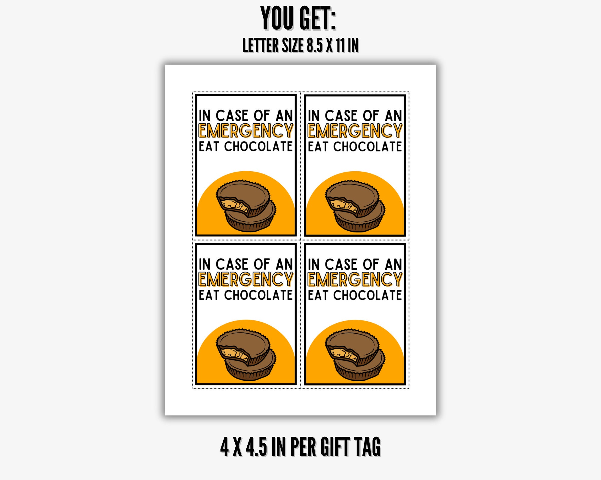 In Case of an Emergency Eat Chocolate Gift Tags for Chocolate Lovers ...