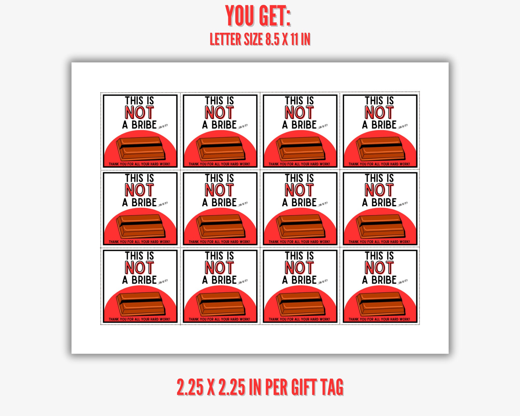 This is Not A Bribe Gift Tags Kit Kat Bar Gift Staff Appreciation ...
