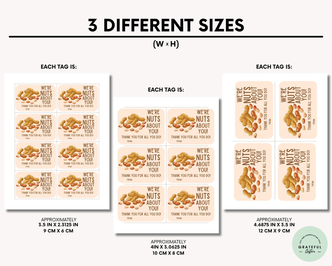 PRINTABLE We're Nuts About You! Nuts Gift Tags, Peanuts, Staff ...