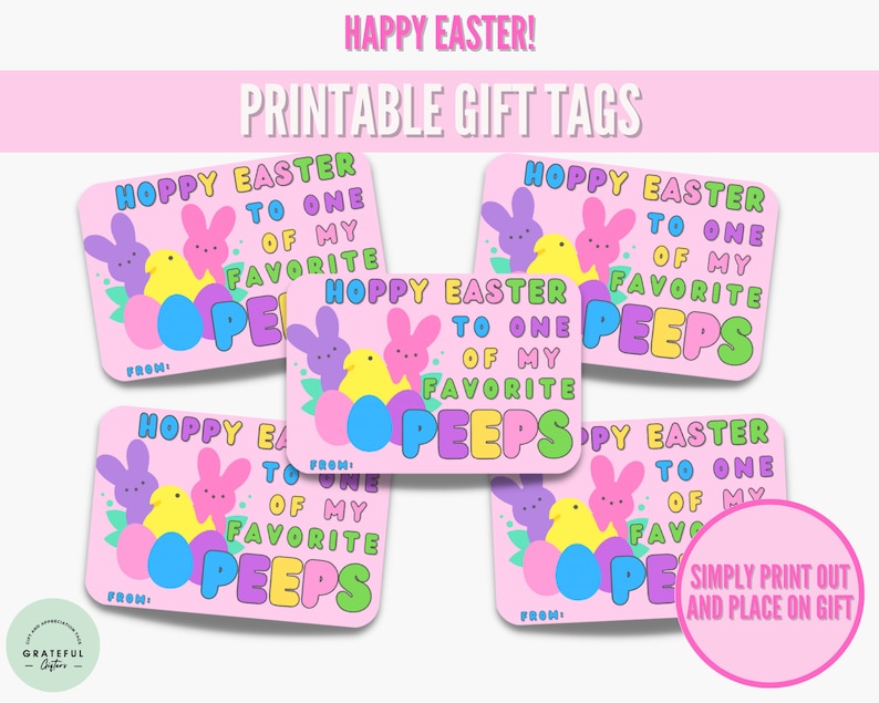 Easter Gift Tag, Hoppy Easter to One of My Favorite Peeps, Easter Gift ...