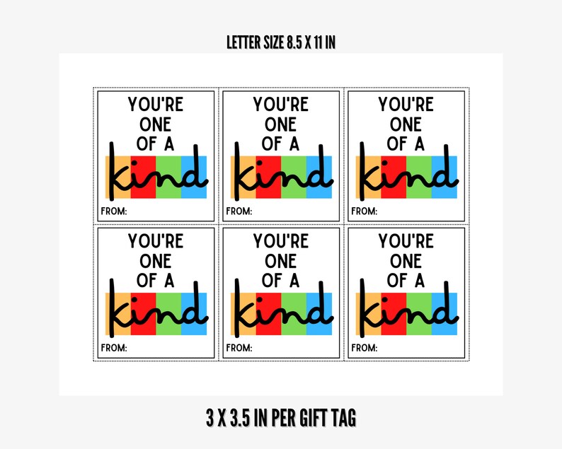 PRINTABLE You're One of A Kind - Thank You Gift Tags | Teacher ...