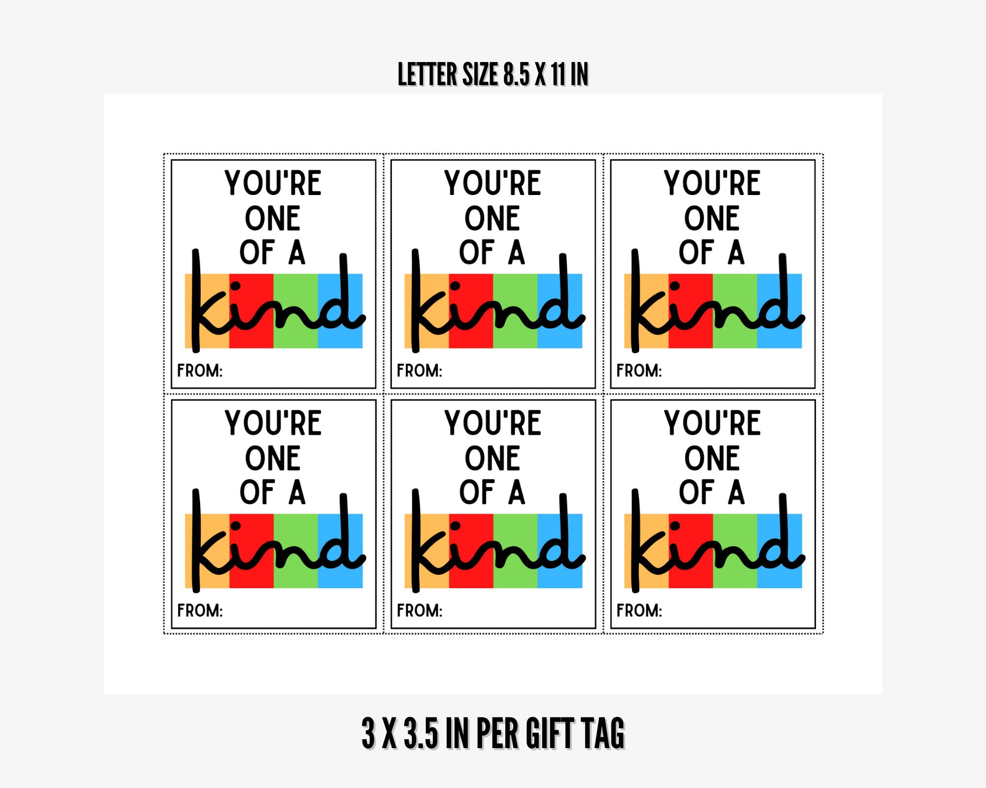 PRINTABLE You're One of A Kind - Thank You Gift Tags | Teacher ...