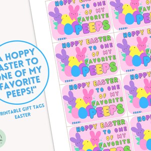 Easter Gift Tag, Hoppy Easter to One of My Favorite Peeps, Easter Gift ...