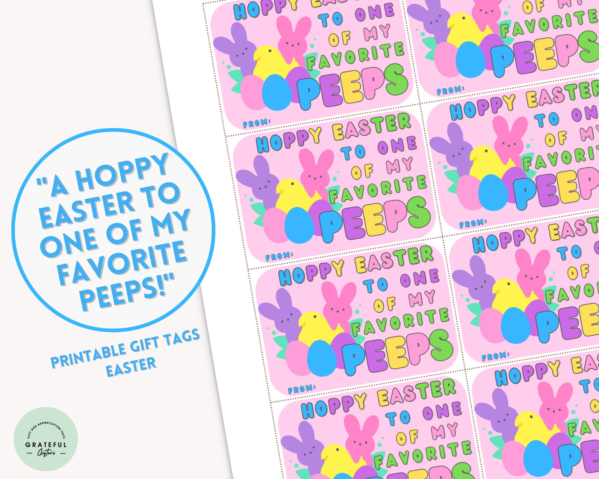 Easter Gift Tag, Hoppy Easter to One of My Favorite Peeps, Easter Gift ...
