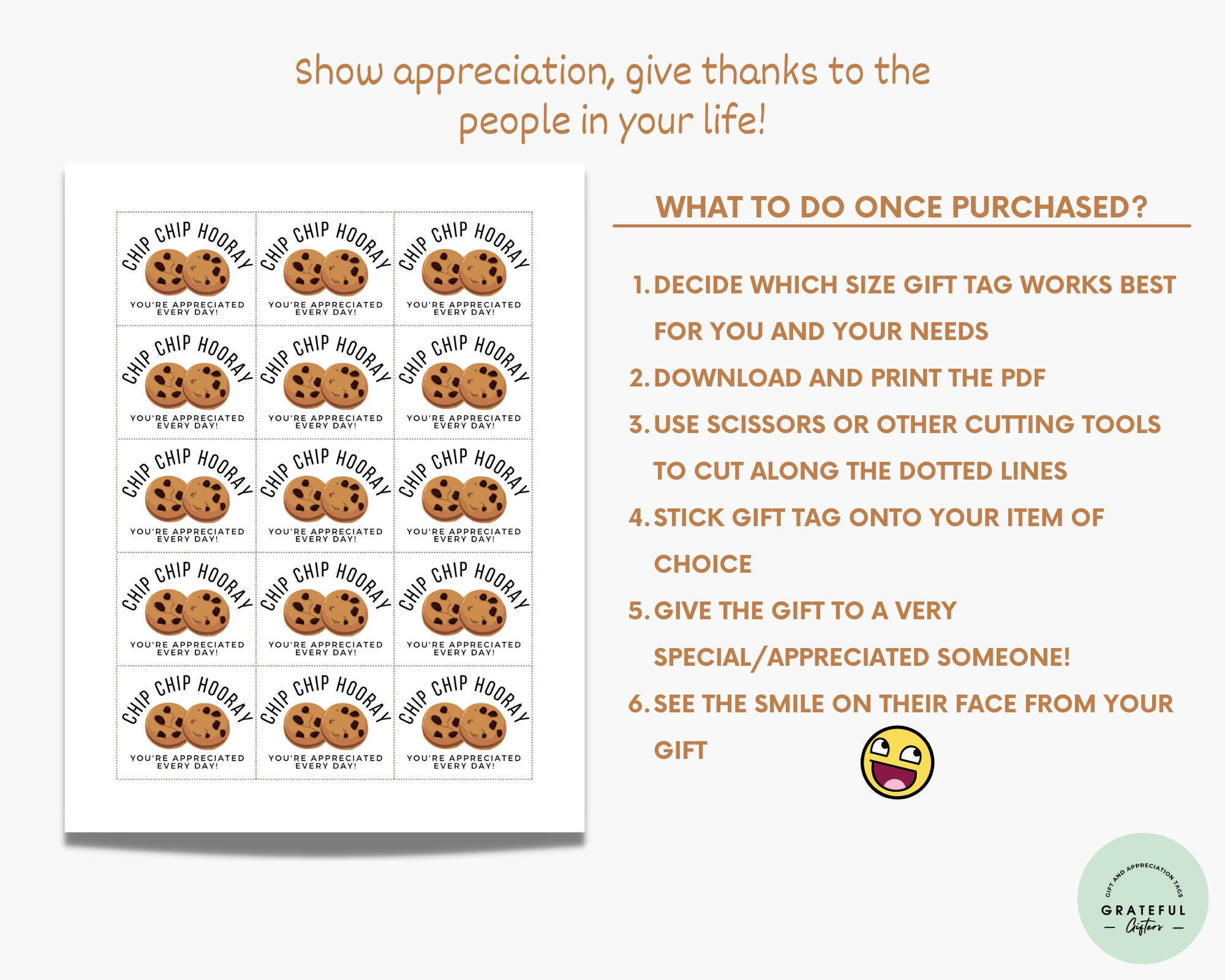 Chip Chip Hooray, You're Appreciated Every Day Gift Tags Appreciation ...