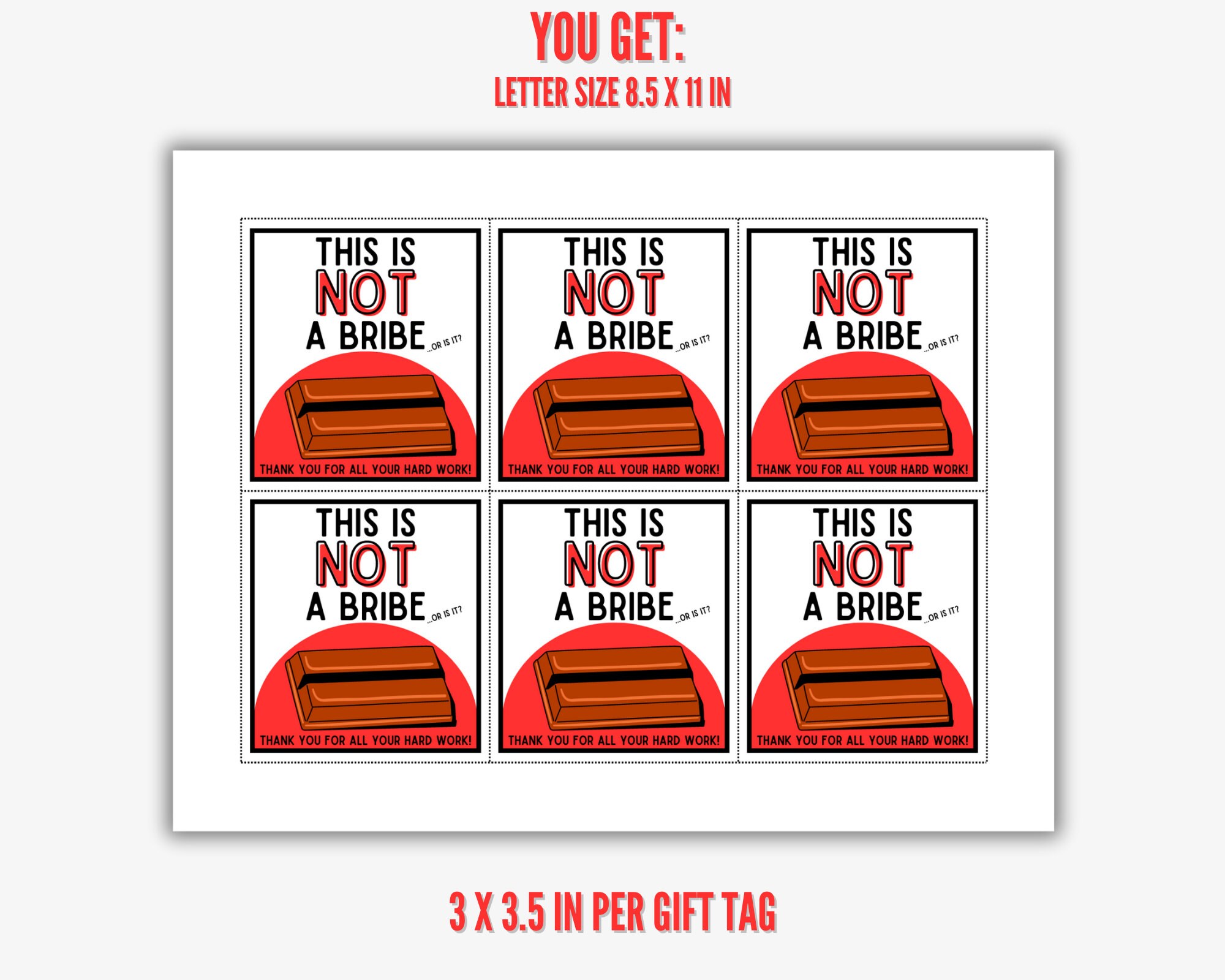 This is Not A Bribe Gift Tags Kit Kat Bar Gift Staff Appreciation ...