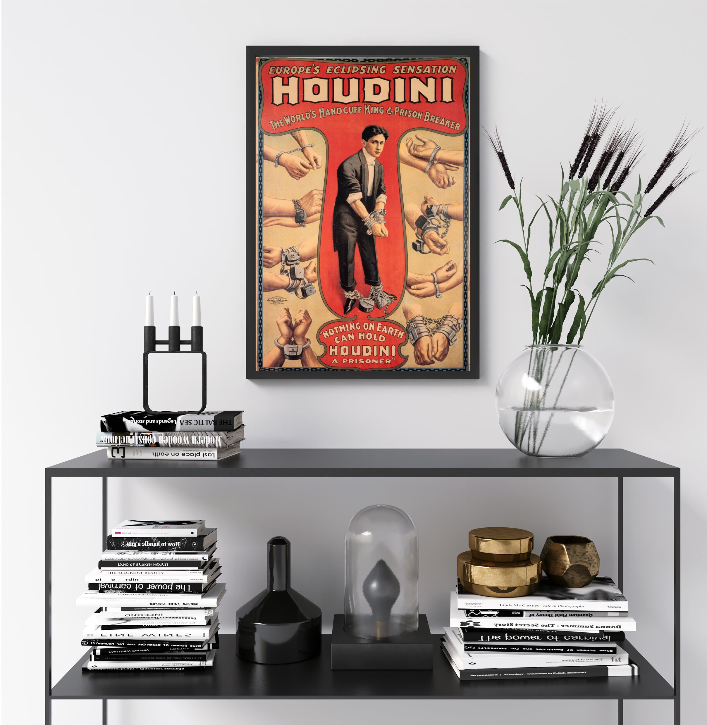 Houdini Poster, Magic Poster, Houdini Art Print, Steampunk Decor ...
