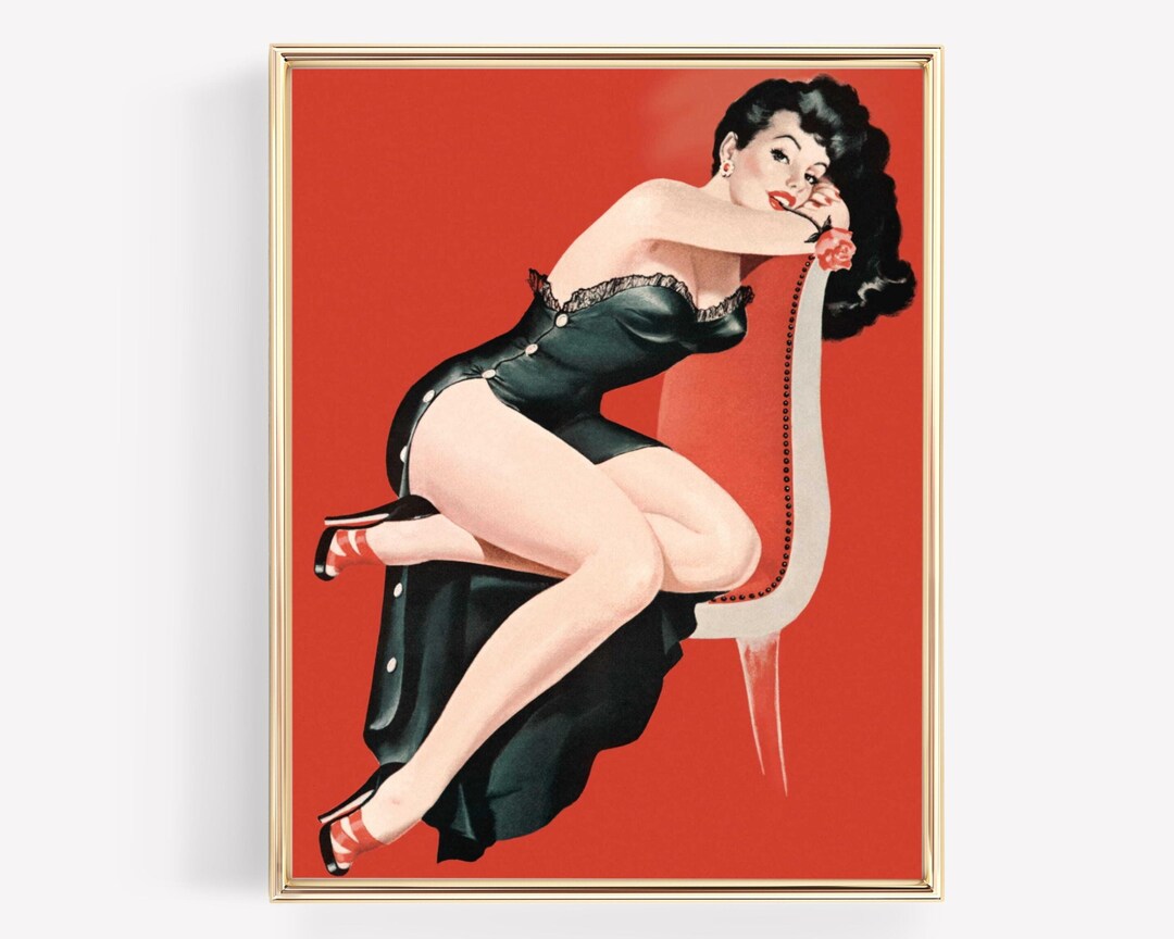 Pin up Girl, Pin up Art, Mid Century Pinup Art Print, 1950s Vintage Decor, Pin up Wall Art ...