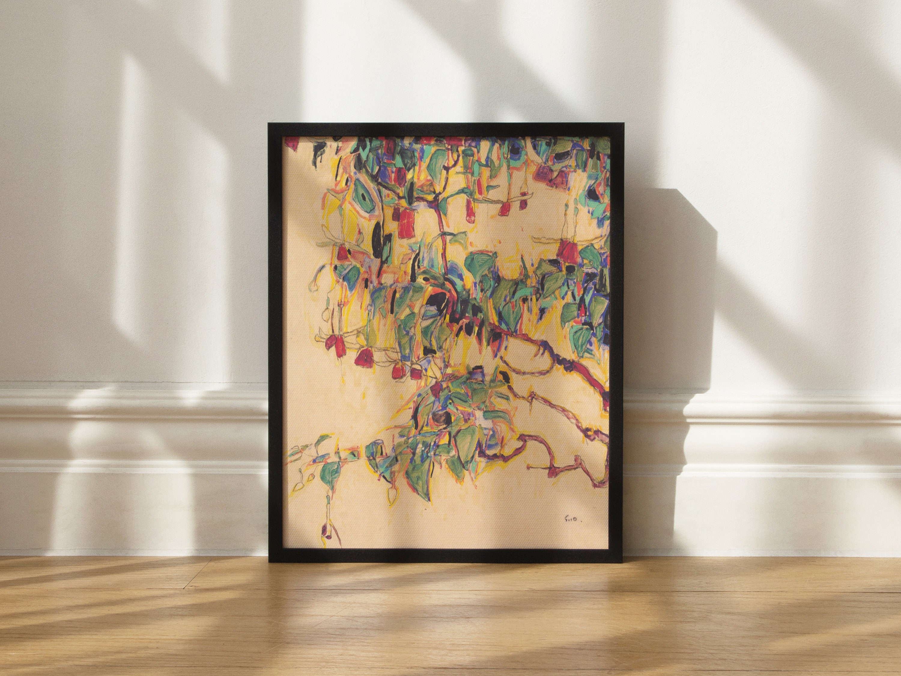 Egon Schiele Flower Print: Fuchsia Branches Vintage Art (downloadable ...