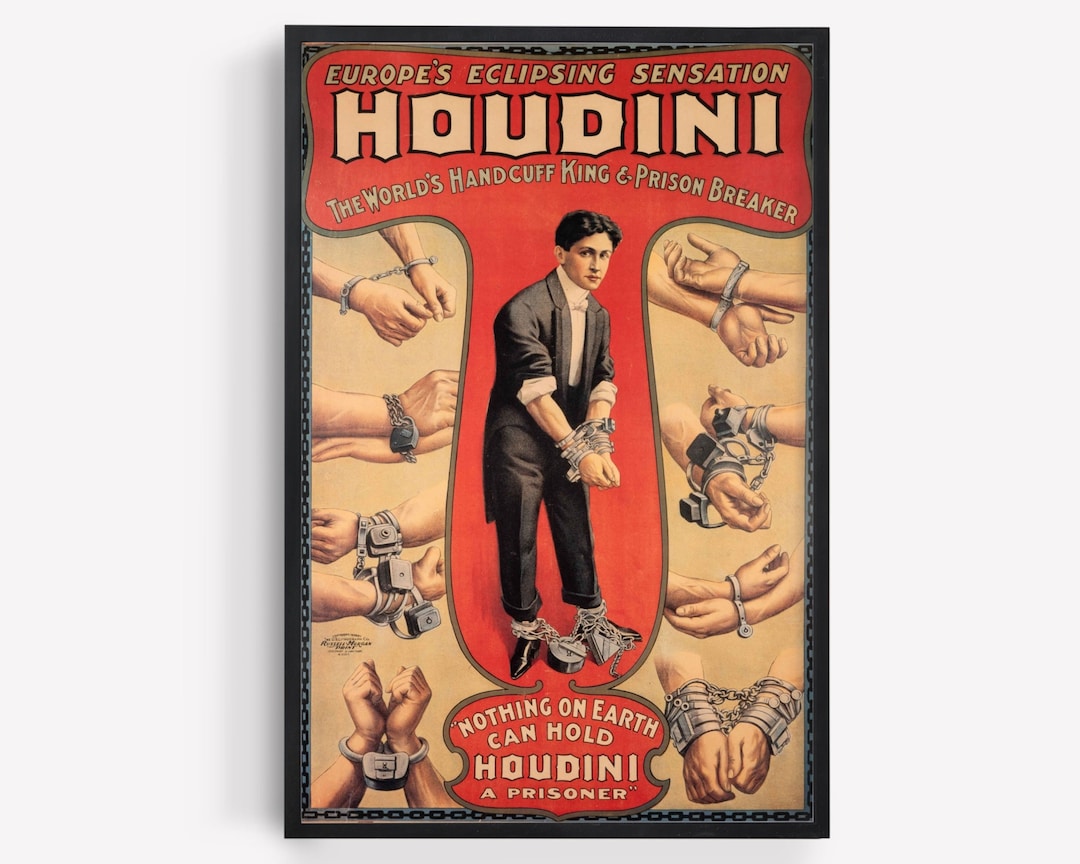 Houdini Poster, Magic Poster, Houdini Art Print, Steampunk Decor ...