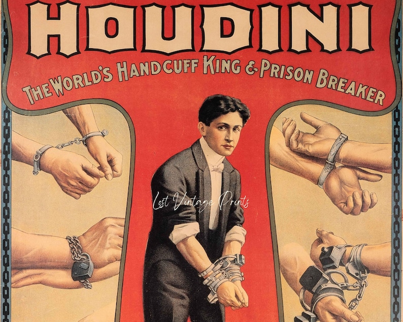 Houdini Poster, Magic Poster, Houdini Art Print, Steampunk Decor ...